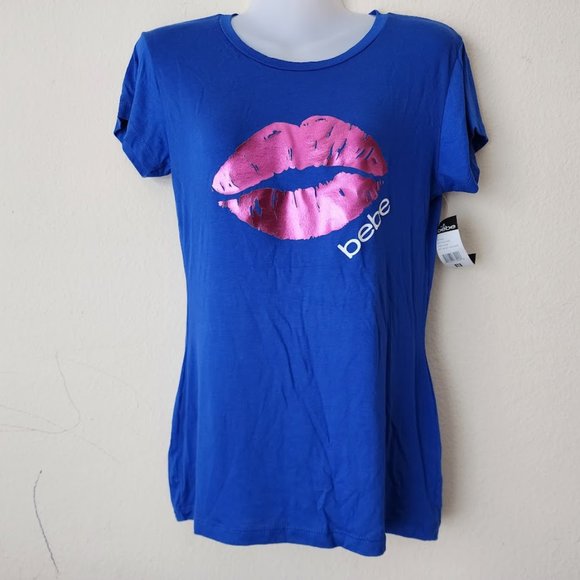 bebe | Tops | Bebe Logo Basic Blue T Shirt Top Women New Size M | Poshmark